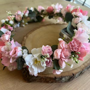 Pink Flower Crown, Flower Girl Wreath, Wedding Hair Crown, Boho&rustic ...