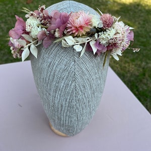 Soft Pink Flower Crown, Boho Hair Wreath, Rustic Wedding Crown, Girl ...
