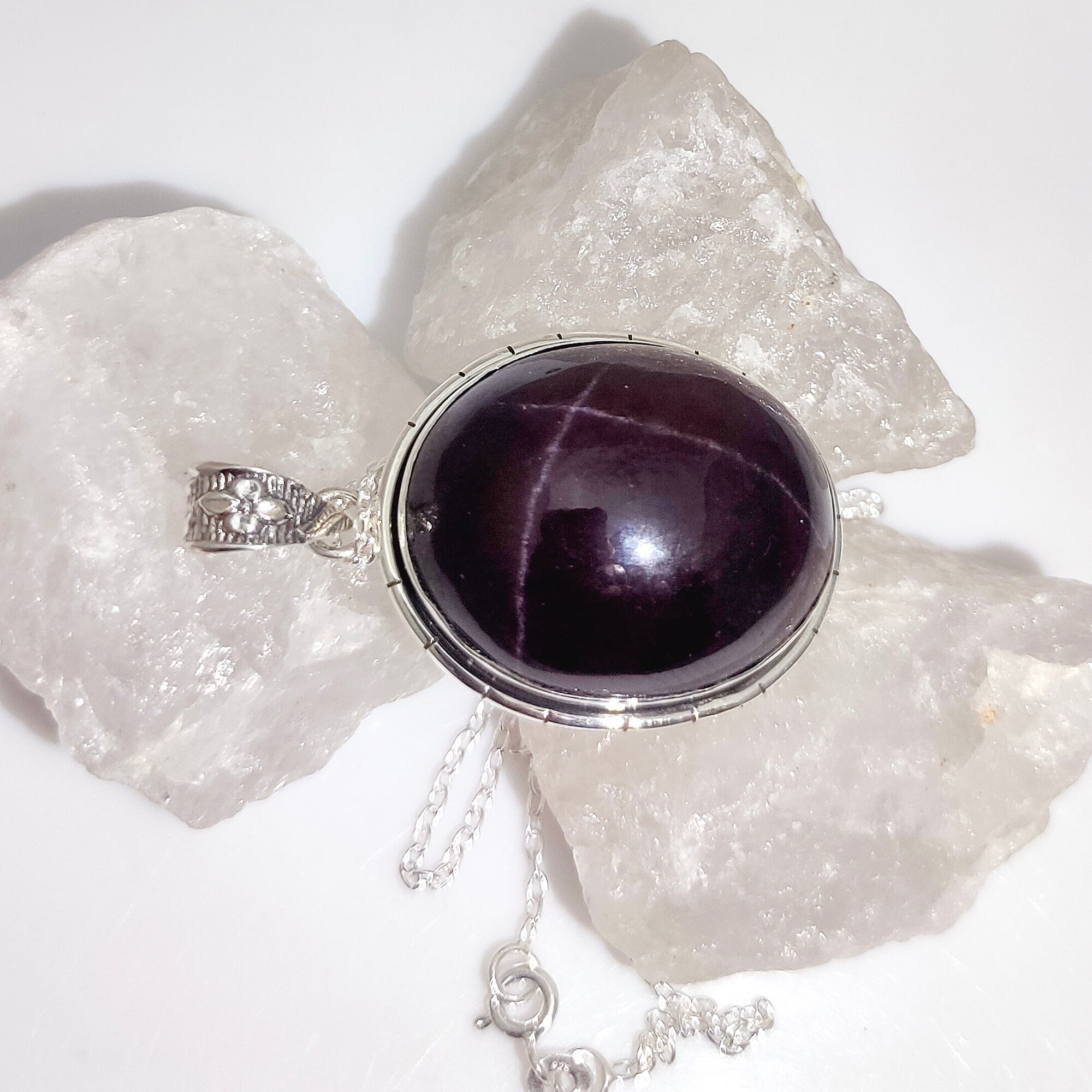 Star Ruby Pendant, Star Ruby Necklace, Natural Star Ruby Jewelry, 925 ...