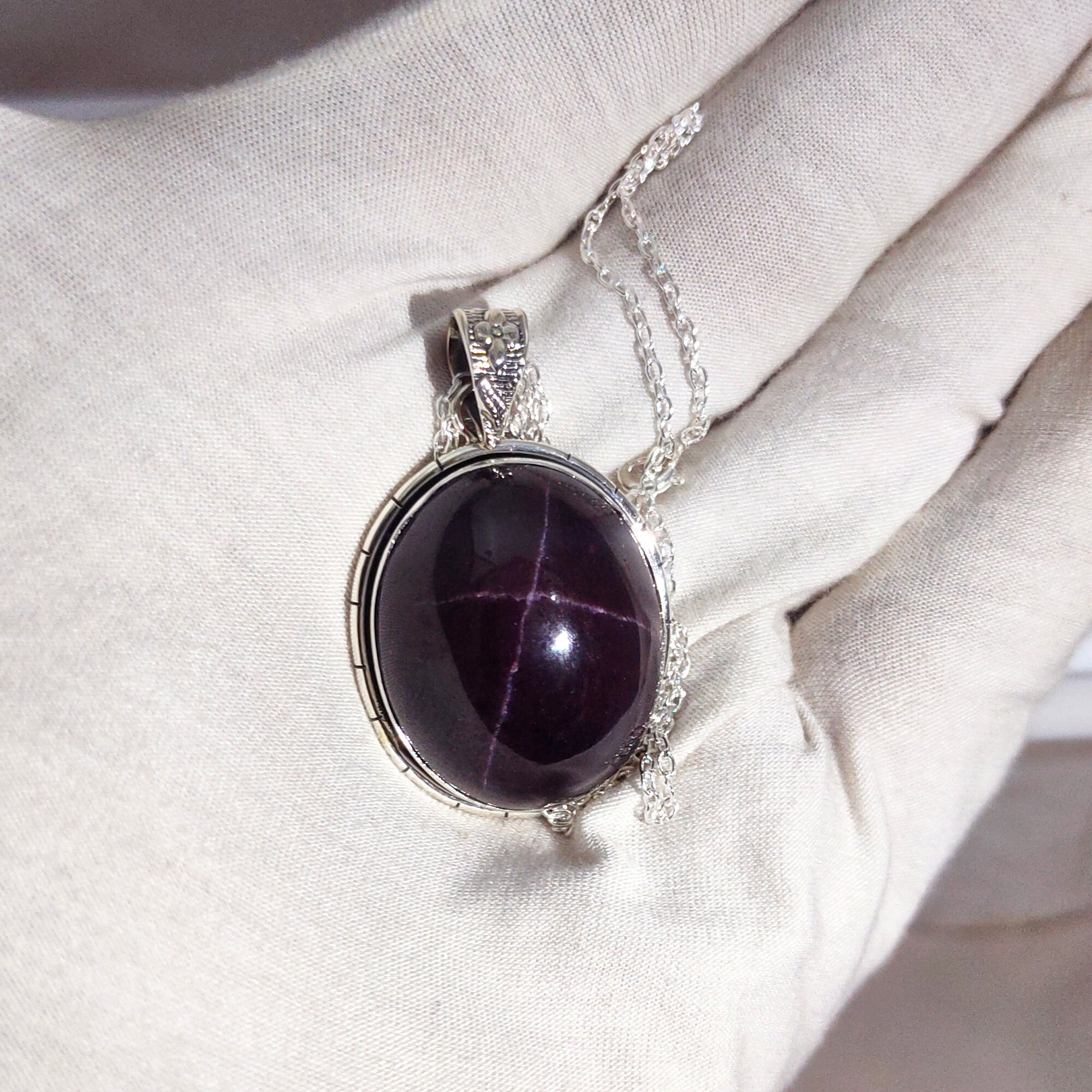 Star Ruby Pendant, Star Ruby Necklace, Natural Star Ruby Jewelry, 925 ...