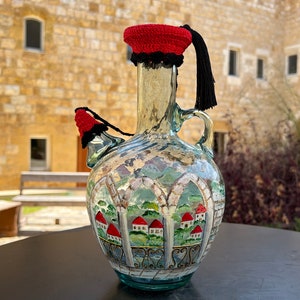 1.5L Handpainted Traditional Lebanese Recycled Glass Water Jug Ibrik ...