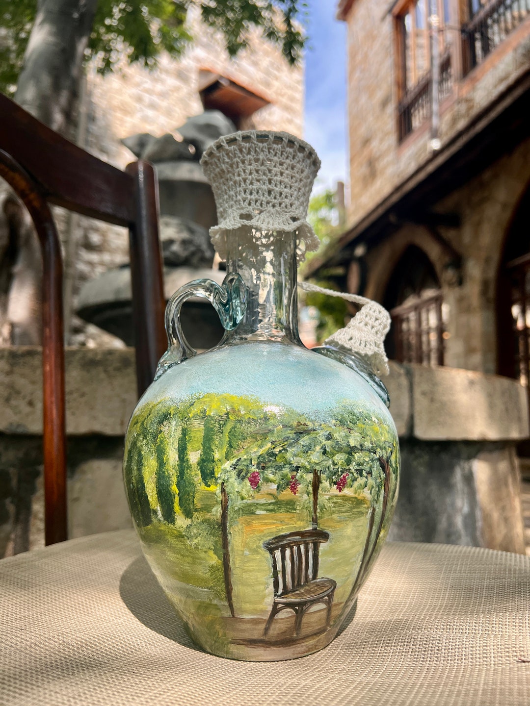 1.5L Handpainted Lebanese Traditional Water Jug Lebanese Khayzaran ...