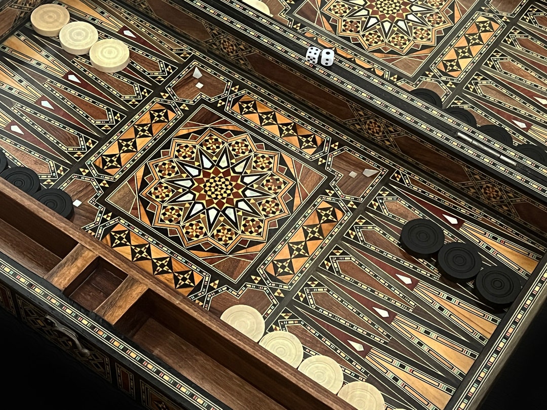 Deluxe Foldable Backgammon and Chess Board With Side Racks Personalized ...