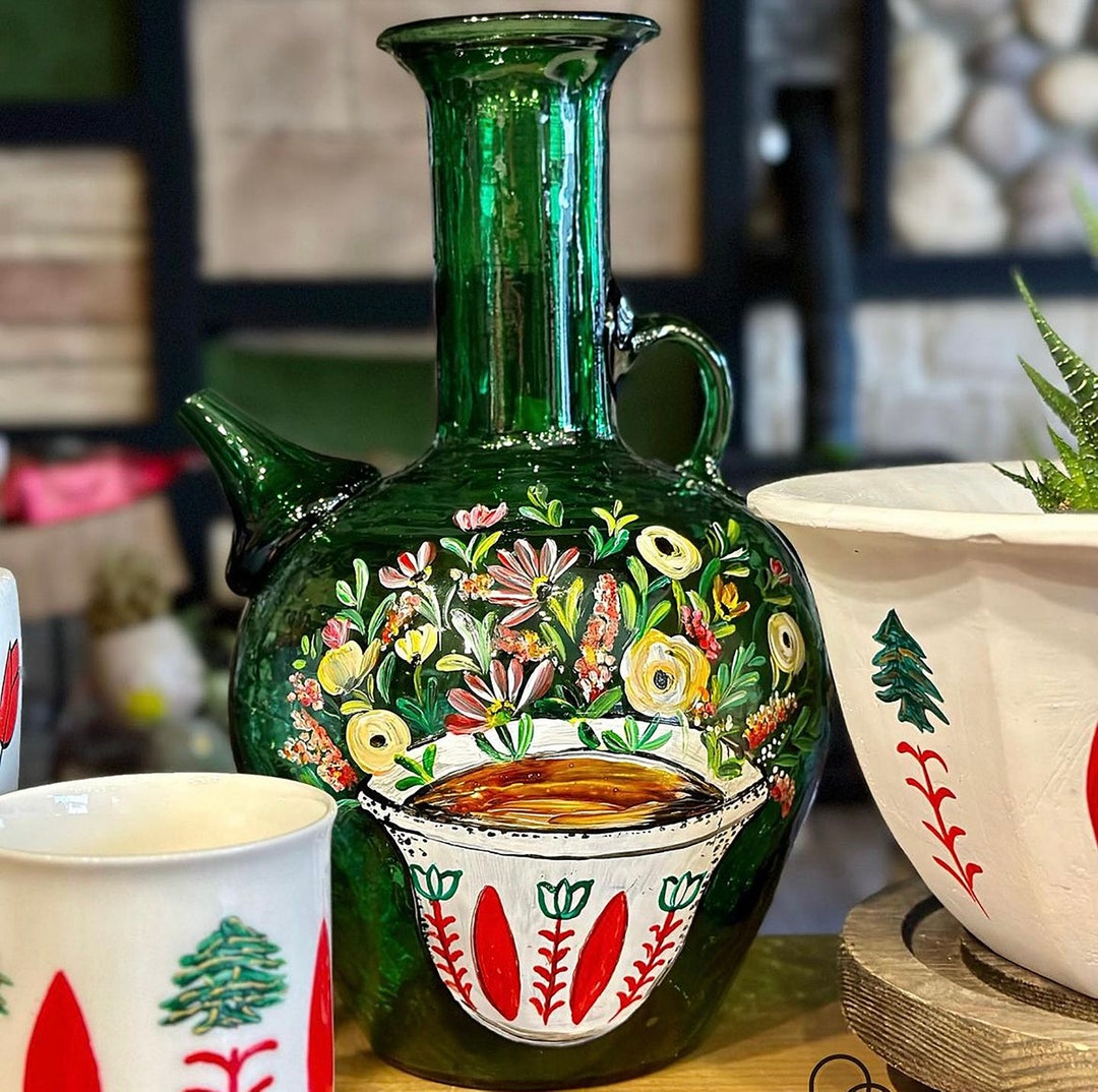 1500 Ml Hand-painted Lebanese Water Jug Lebanese Chaffe Coffee Cup ...