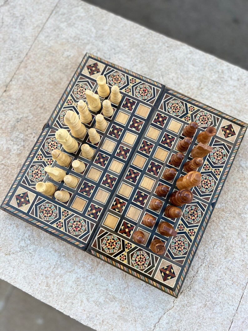Travel-size Wooden Backgammon Chess Board Set Personalised - Etsy