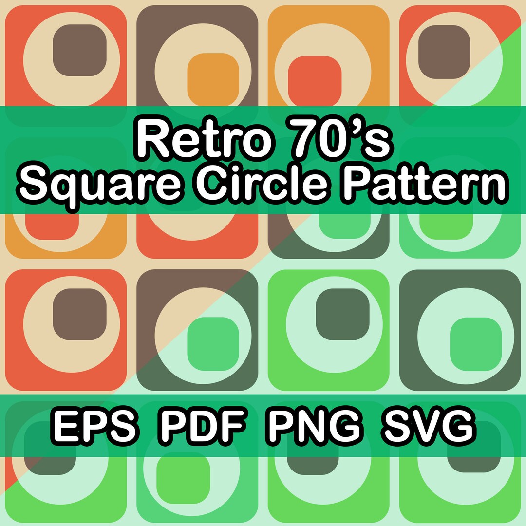 Retro 70's Square and Circle Pattern - Orange and Green Variations ...