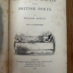 1894 Homes and Haunts of the British Poets by William Howitt. With ...