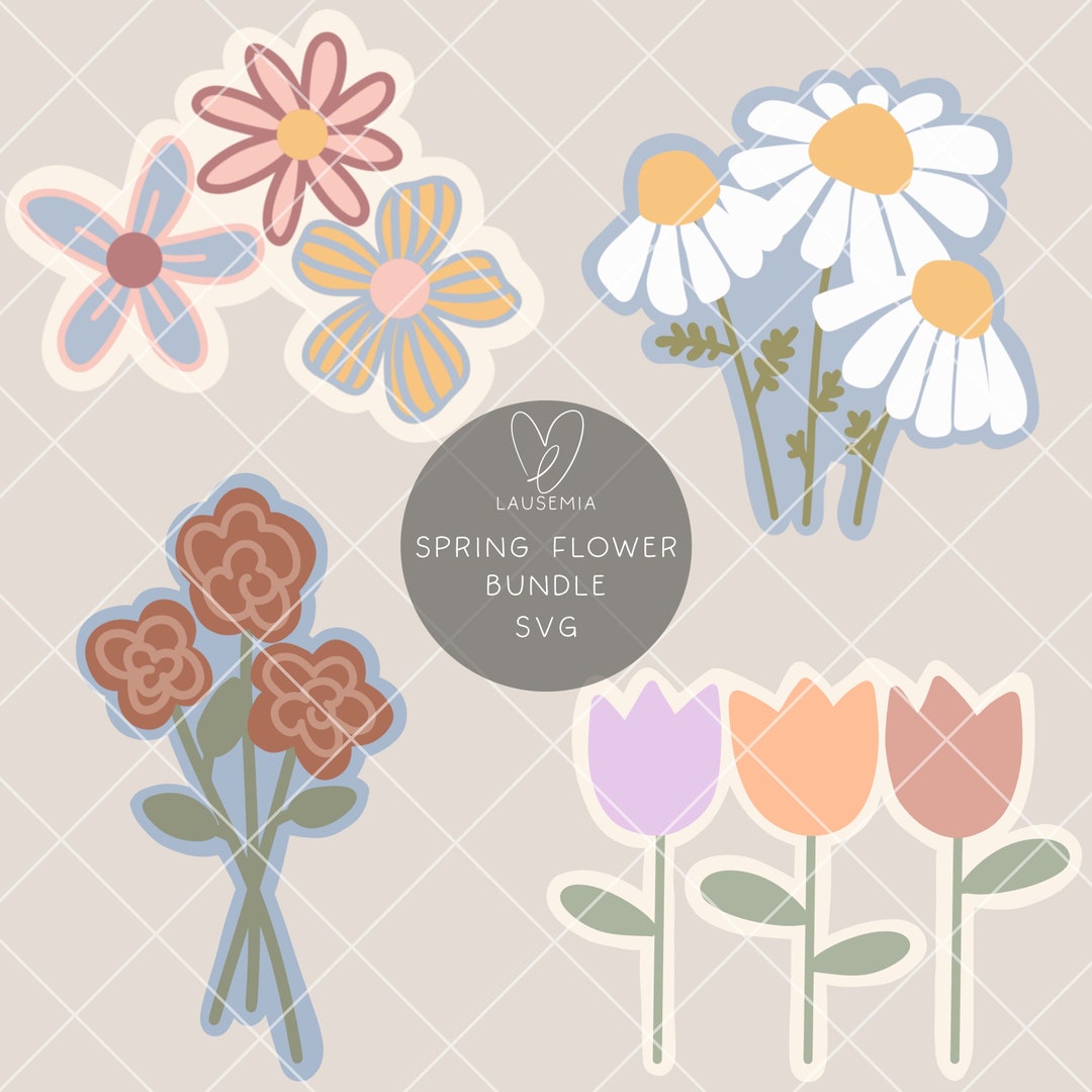 Plotter Files Bundle spring Flowers SVG, Instant Download for Cricut, Silhouette, Vinyl Film ...