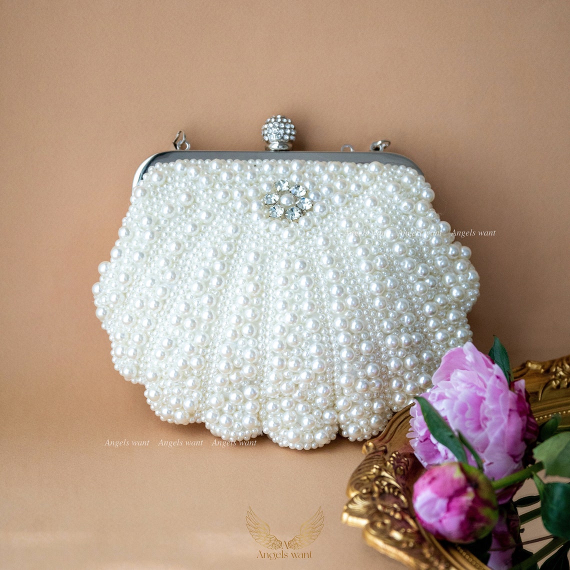 Vintage Inspired Small Pearl Clutch Pearl Beaded Bag Pearl - Etsy