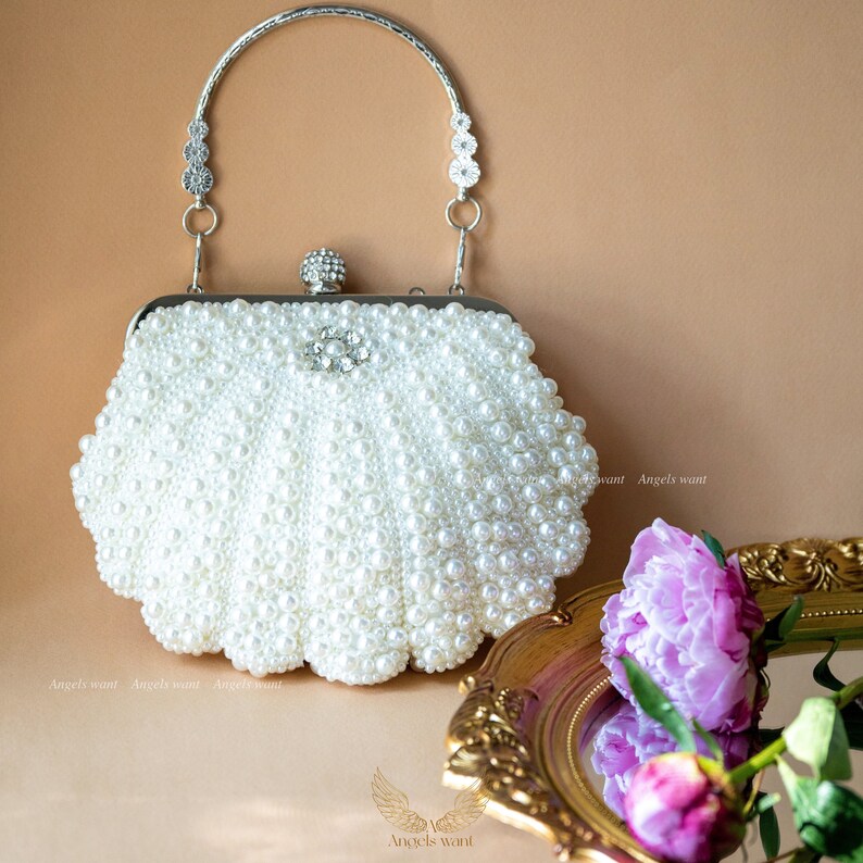 Vintage Inspired Small Pearl Clutch Pearl Beaded Bag Pearl - Etsy