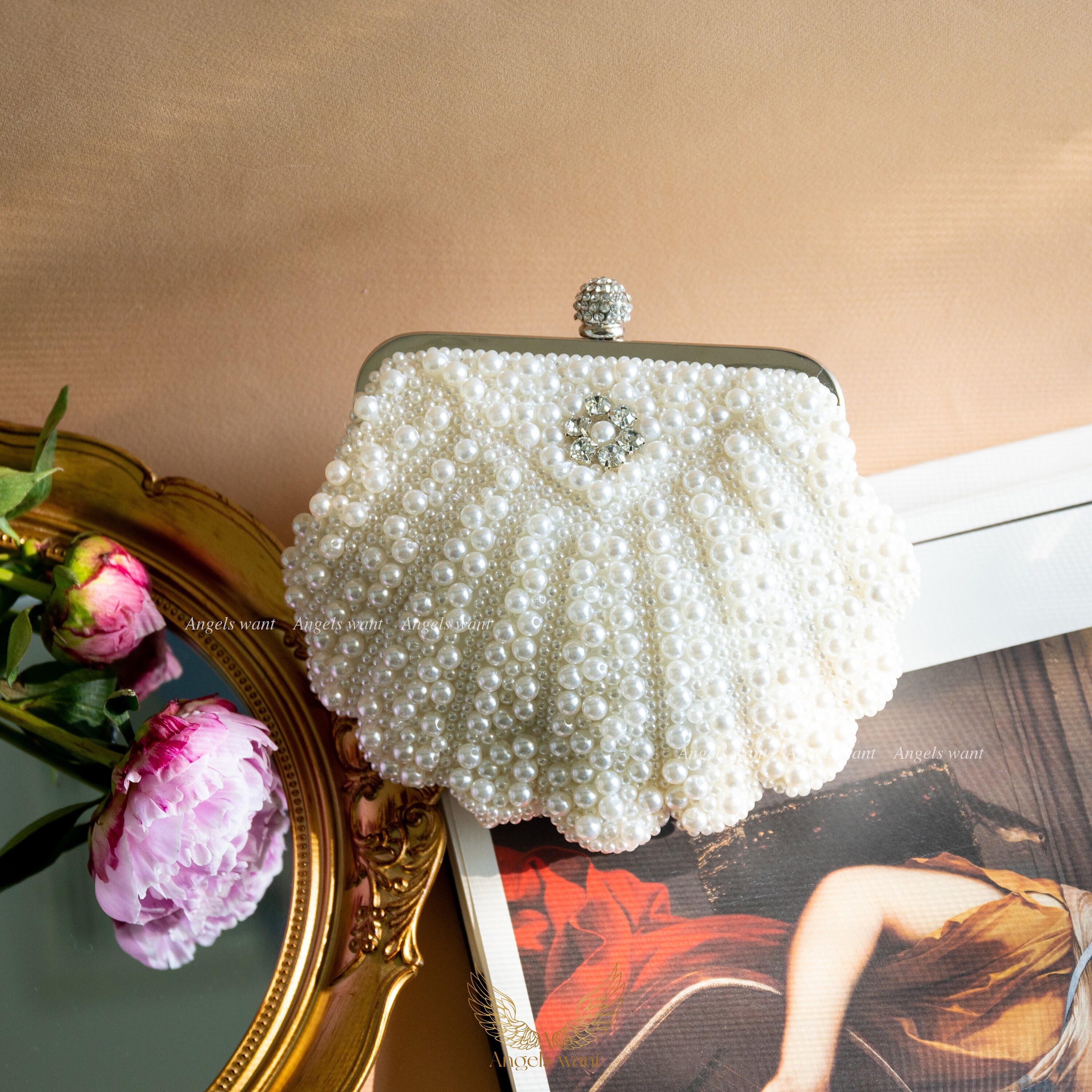 Vintage Inspired Small Pearl Clutch Pearl Beaded Bag Pearl - Etsy
