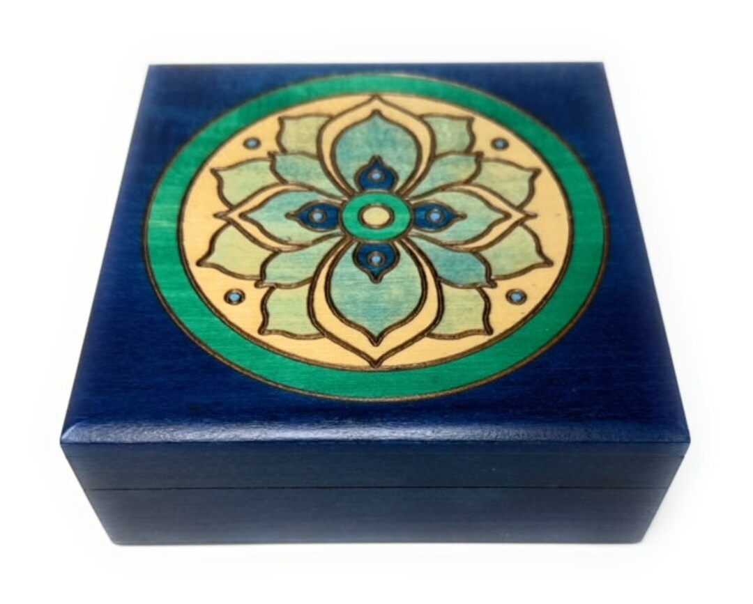 Polish Handmade Mandala Square Blue Box - Etsy