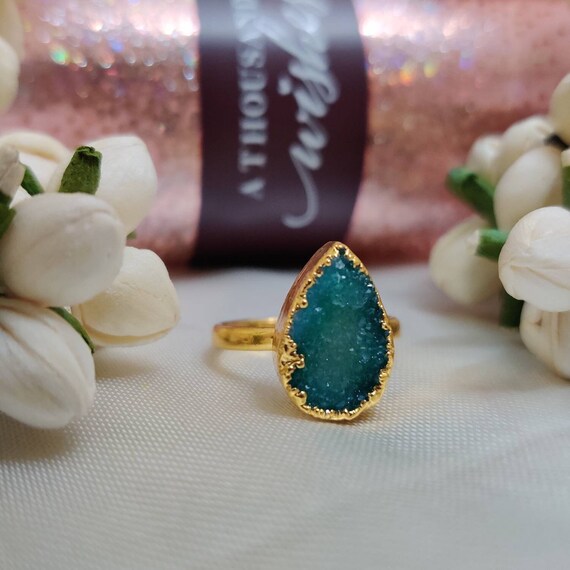 Druzy Ring for Womenstatement Green Druzy Ring for Women - Etsy