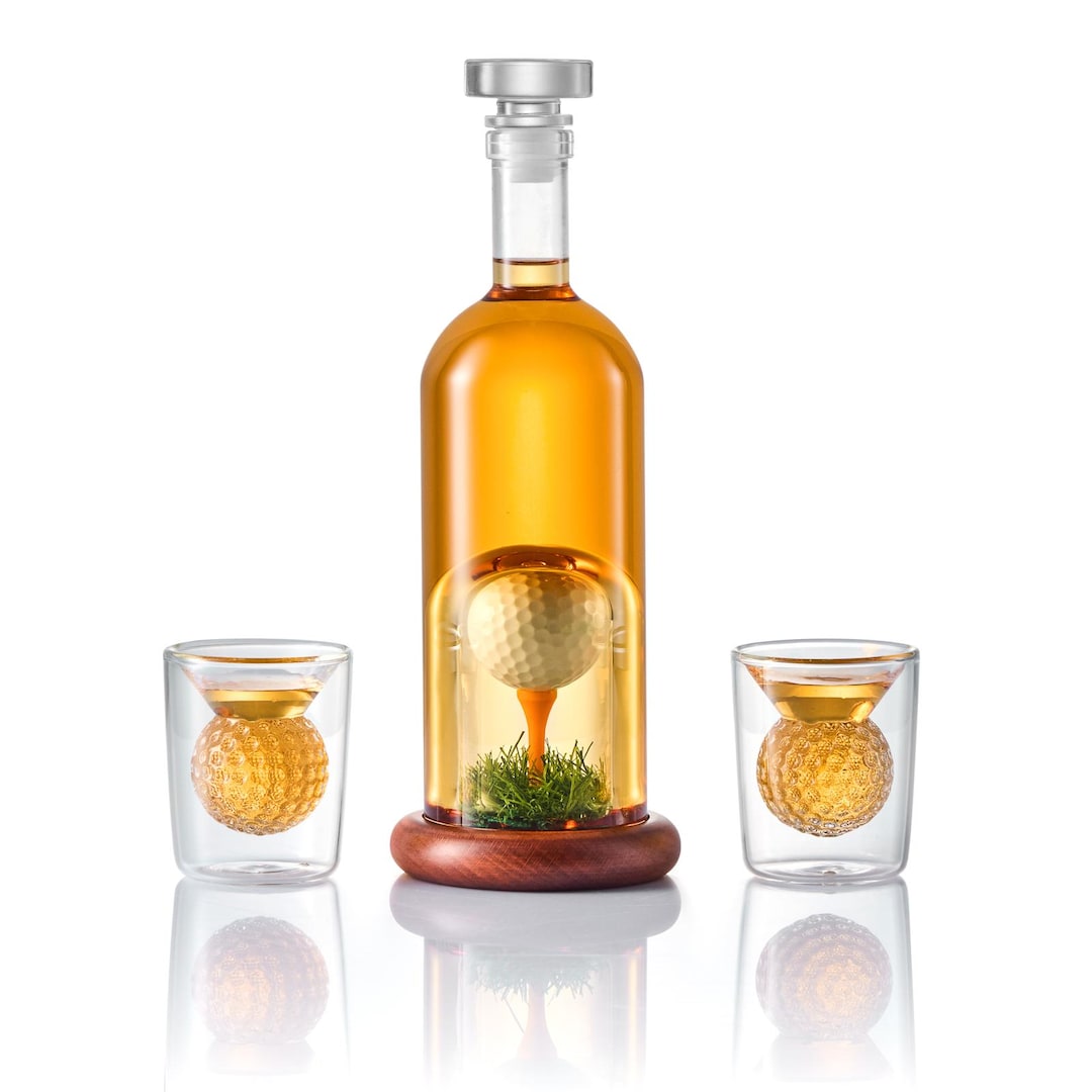 Golf Whiskey Decanter Set, 3D Golf Ball Design, Funny Golf Gift for Men ...