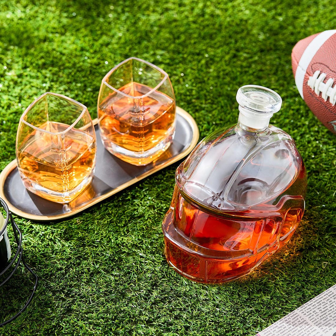 CRAFTGEN Football Whiskey Decanter Set With Glasses, Personalized Gift ...