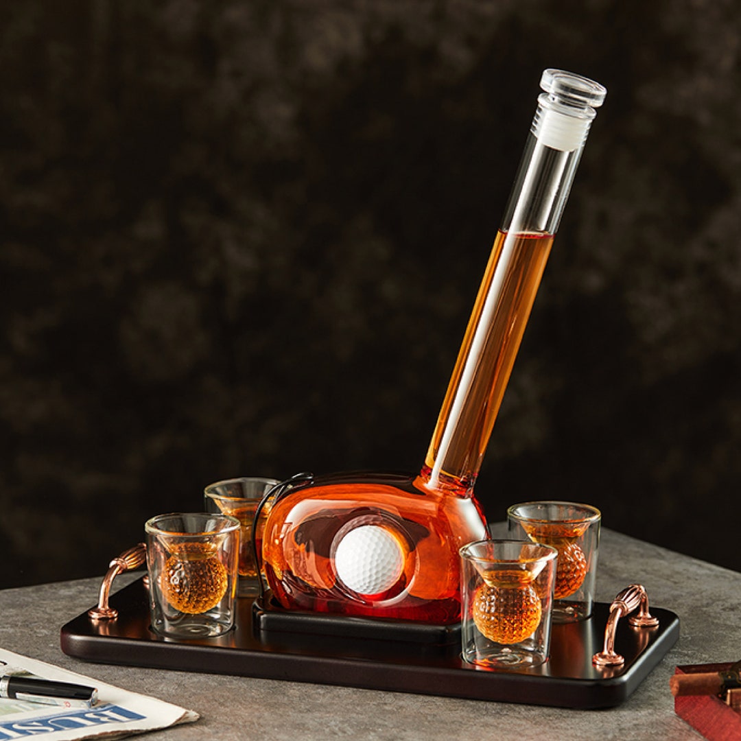 Golf Whiskey Decanter Set, Bourbon Decanter With Glasses, Whiskey Gift ...