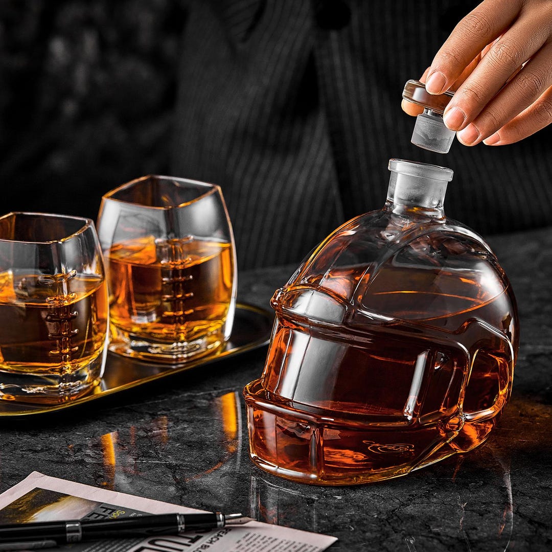 CRAFTGEN Football Whiskey Decanter Set With Glasses, Football Gifts for ...