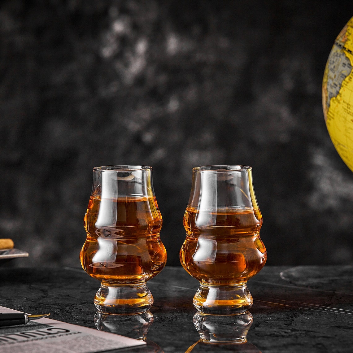 CRAFTGEN Whiskey Bourbon Tasting Glasses Set of 2, Crystal Snifter ...