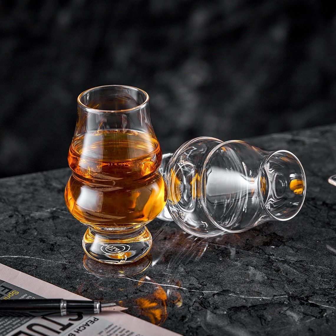 CRAFTGEN Whiskey Bourbon Tasting Glasses Set of 2, Crystal Snifter ...