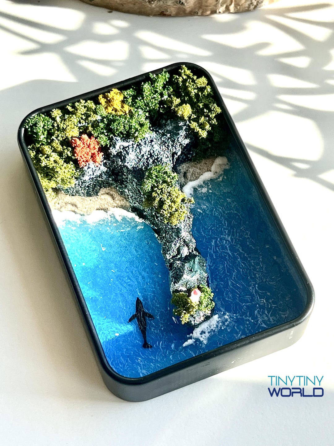 The Lighthouse Miniature Epoxy Resin Art Ocean Whale Display Hand-made ...