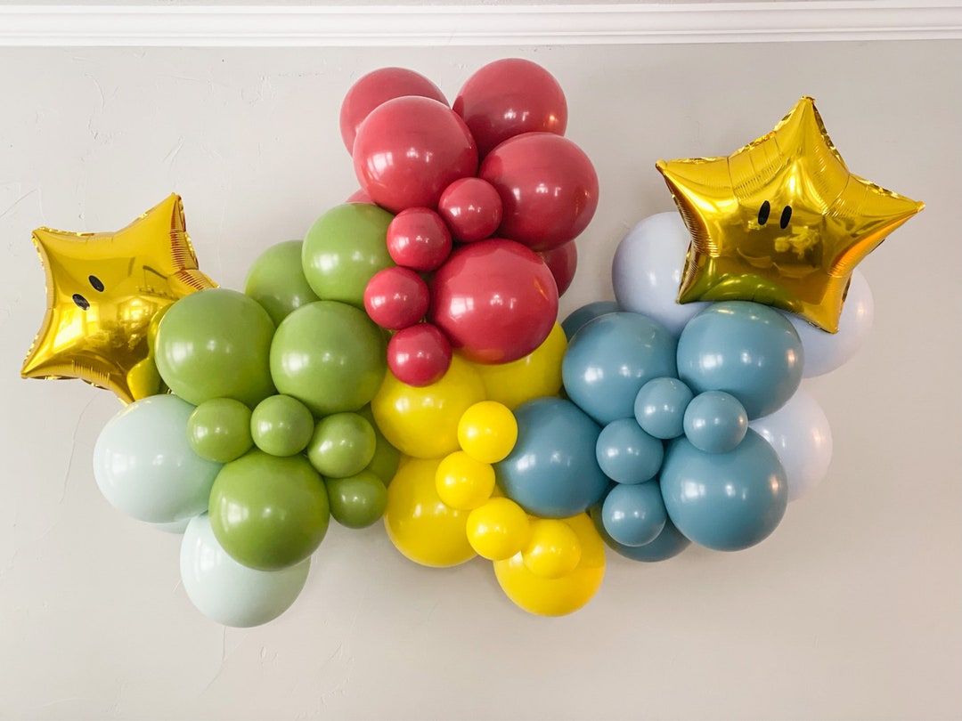 Mario Bros Balloon Garland, Super Mario Party Decorations, Muted Mario ...