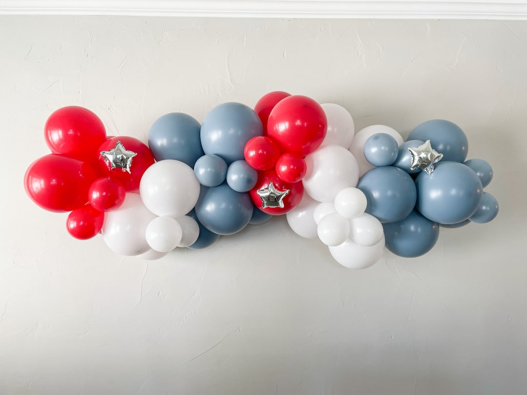 Red White and Blue Balloon Garland, All American Birthday, 4th of July ...