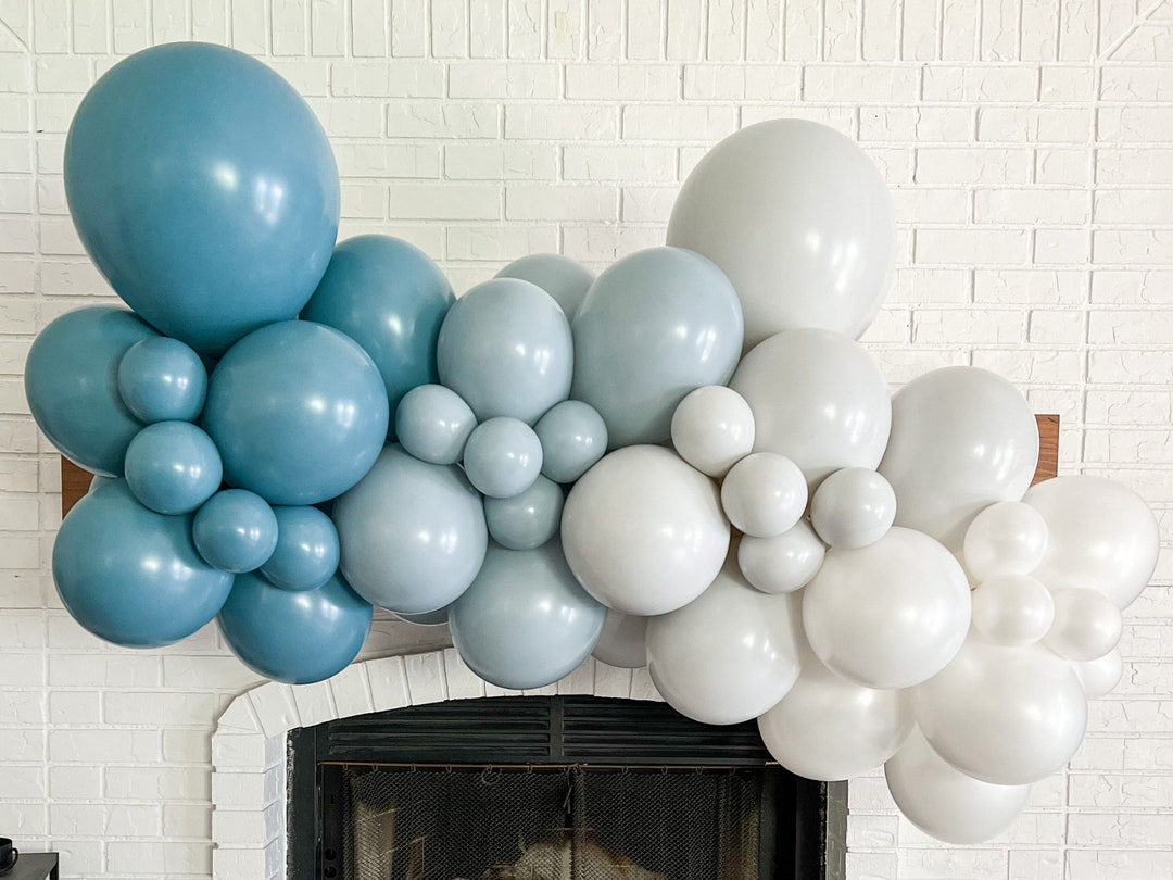Blue Balloon Garland, Pastel Cerulean Balloon Arch Kit, Slate Blue ...