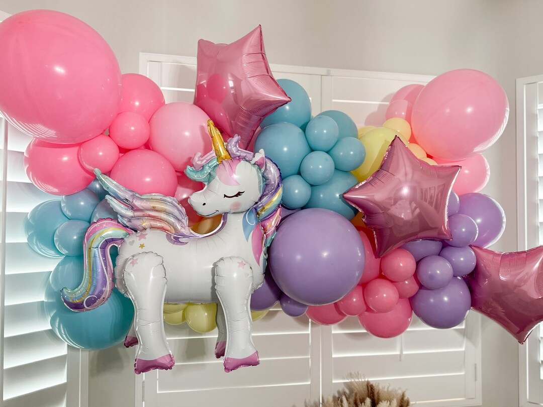 Rainbow Unicorn Balloon Arch, Pastel Balloon Garland, Birthday Party ...