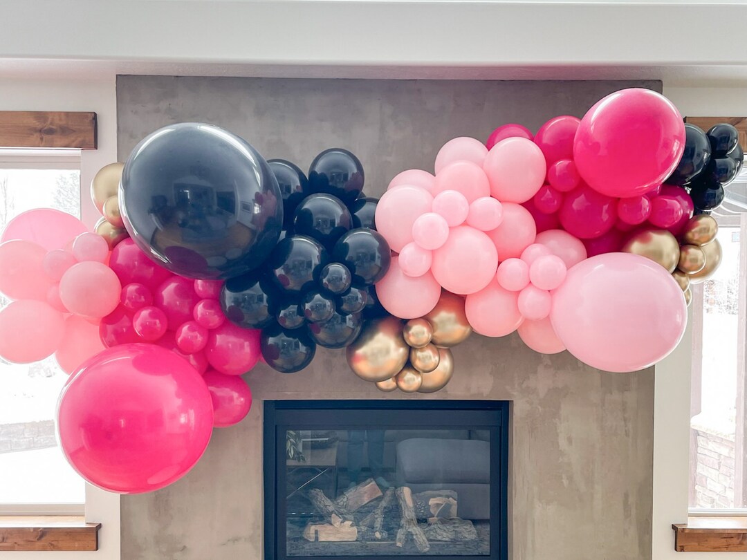 Pink and Black Balloon Arch Kit, Birthday Balloons, Custom Balloon ...