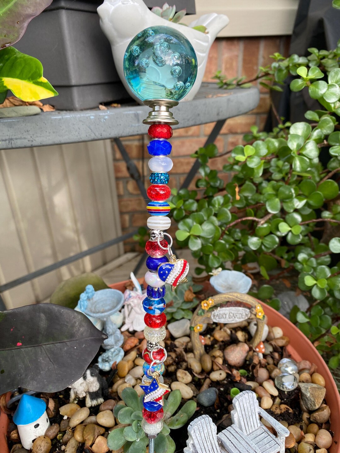 Patriotic Plant Stake, Red, White & Blue Garden Stake, Veteran Memorial ...