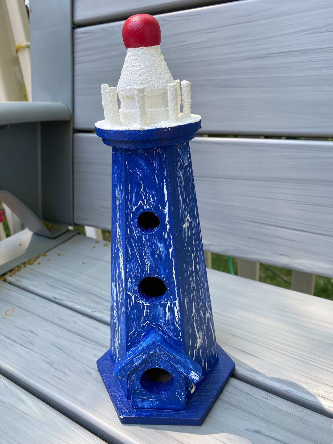 Handpainted Birdhouse, Lighthouse Birdhouse, Fairy Garden, Decorative ...