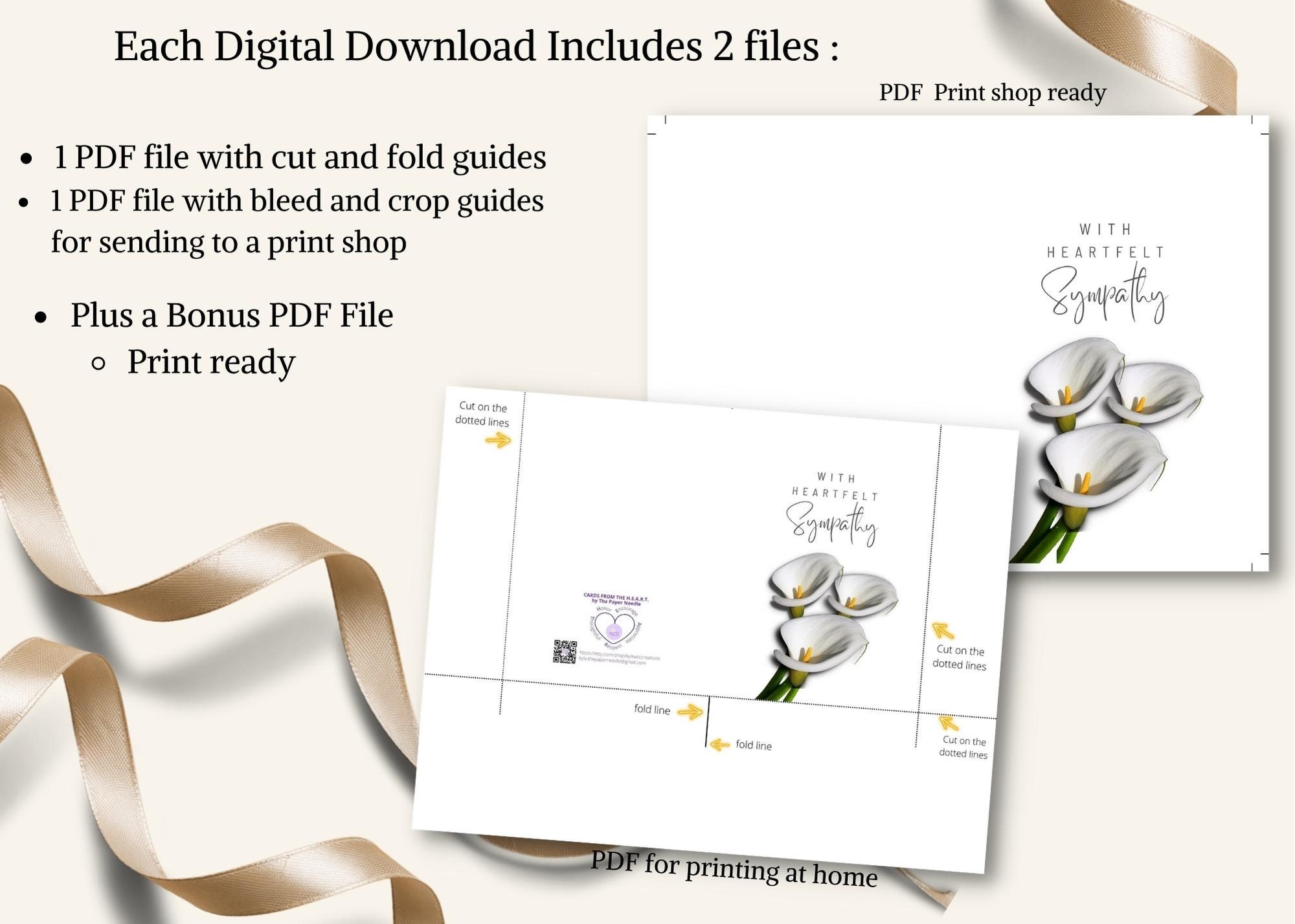 With Heartfelt Sympathy Card, Printable Condolence Card With Calla ...