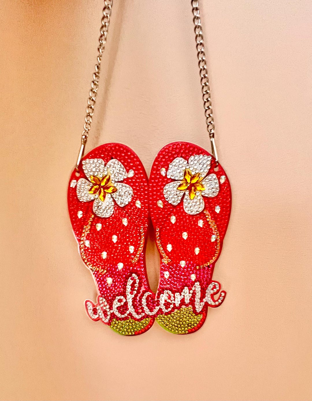 Flip Flops Wall Hanging, Welcome Summer Beach Decor, Sparkly Flip Flops ...