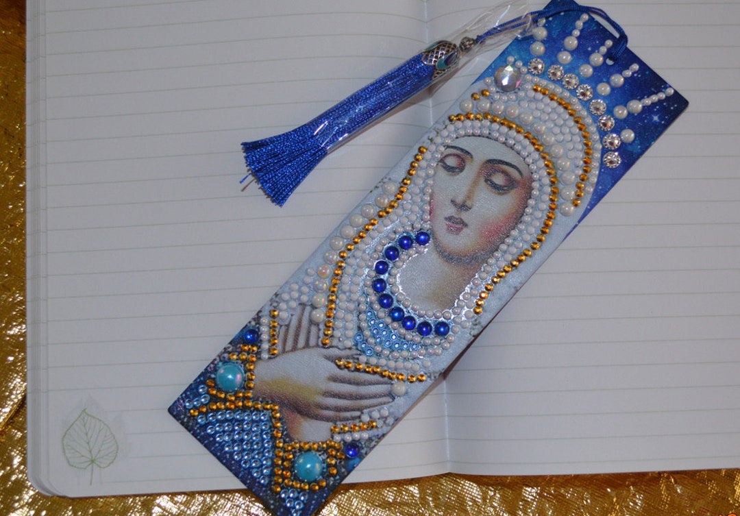 Blessed Virgin Mary Bookmark With Tassel, Gold Cross Bible Bookmark ...
