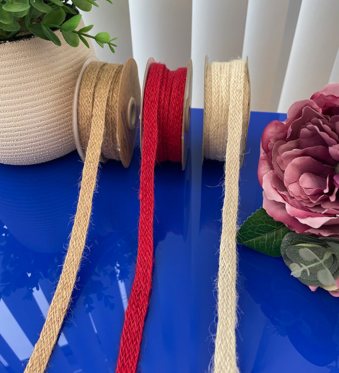 Woven Hessian Ribbon in Assorted Colours, 10mm Width, Price per Metre ...