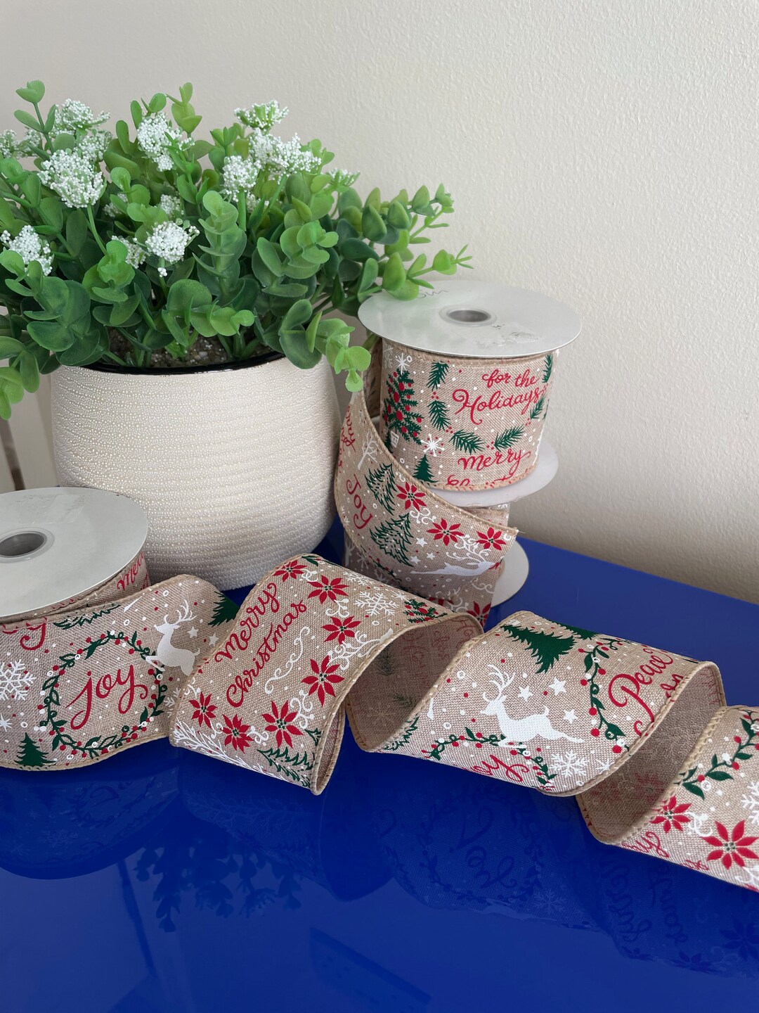 Luxury Christmas Ribbon Beautiful Natural Jute With Festive Messages ...