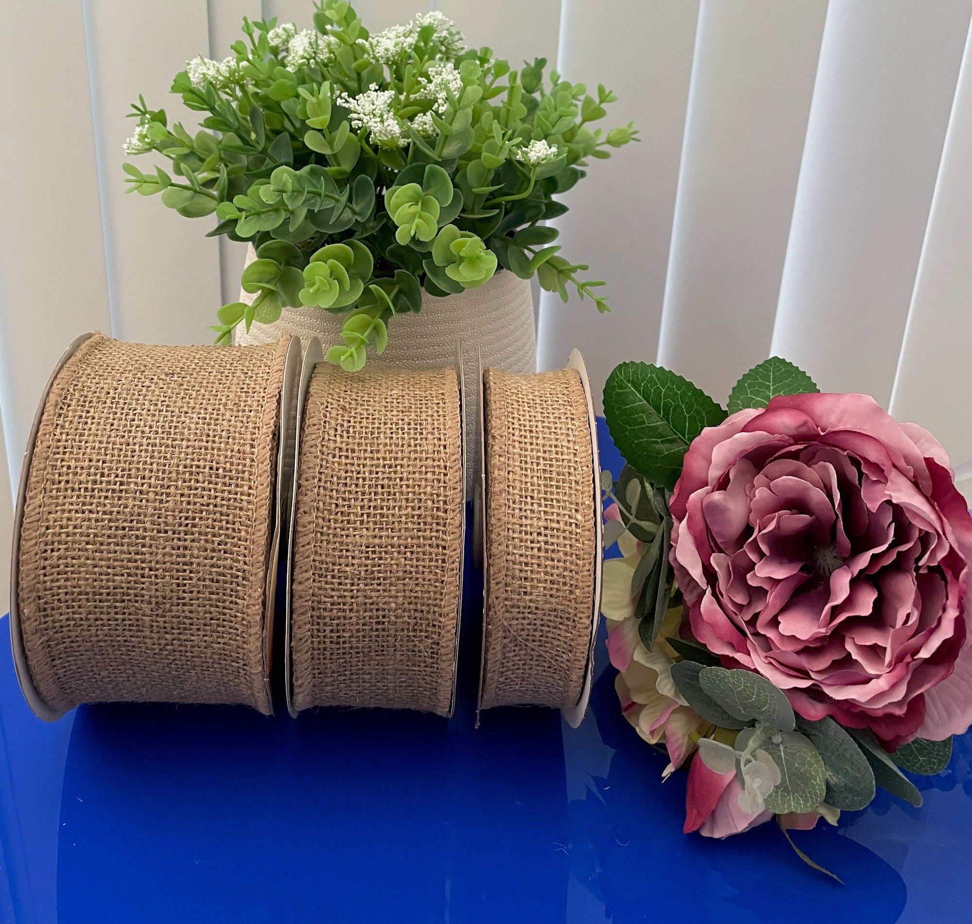 Rustic Hessian Ribbon in a Wire Edged Style in 32mm, 50mm and 70mm ...
