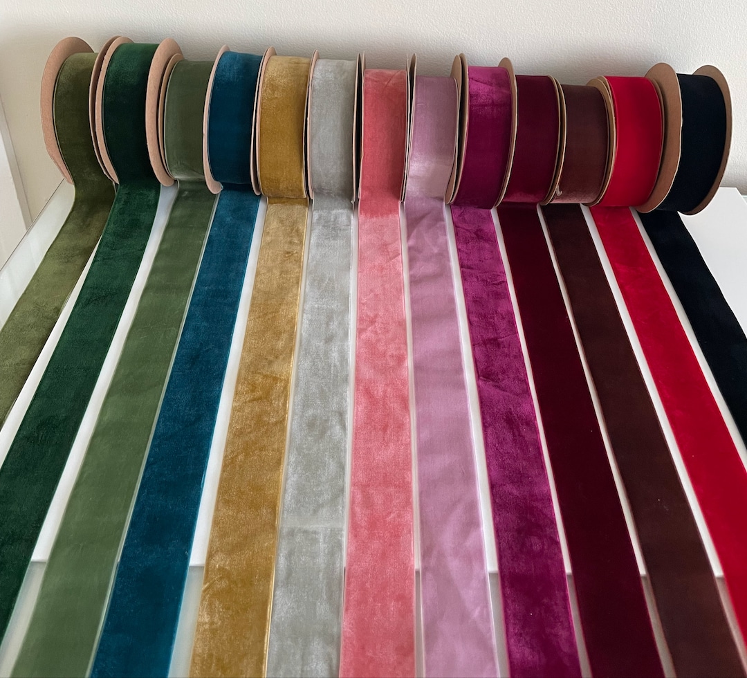 Velvet Ribbon in Assorted Colours, 38mm Width Price per Metre - Etsy UK