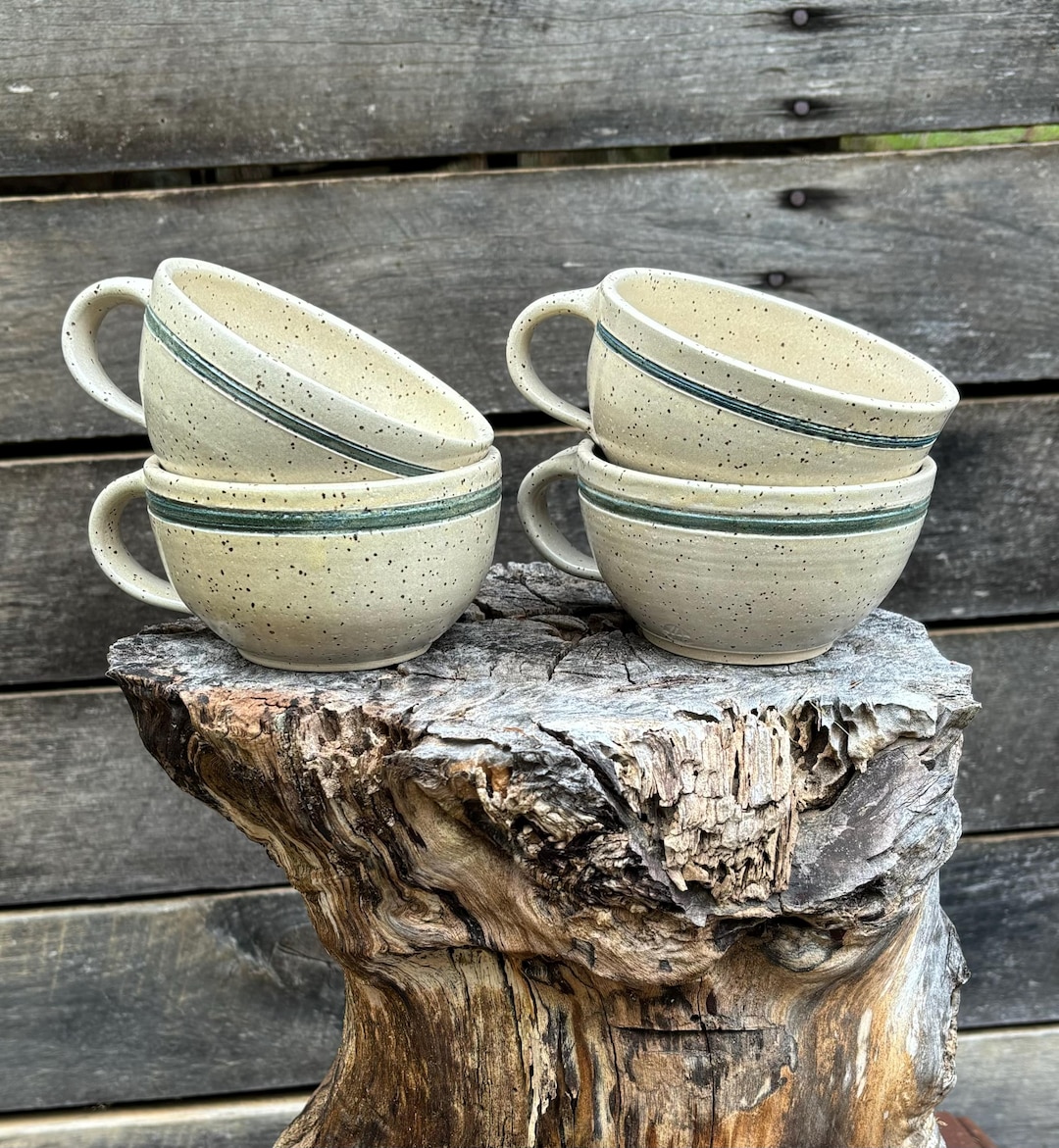 Set of 4 Soup Mugs, 10-12oz., Stoneware Soup Mugs, Ceramic Mugs ...