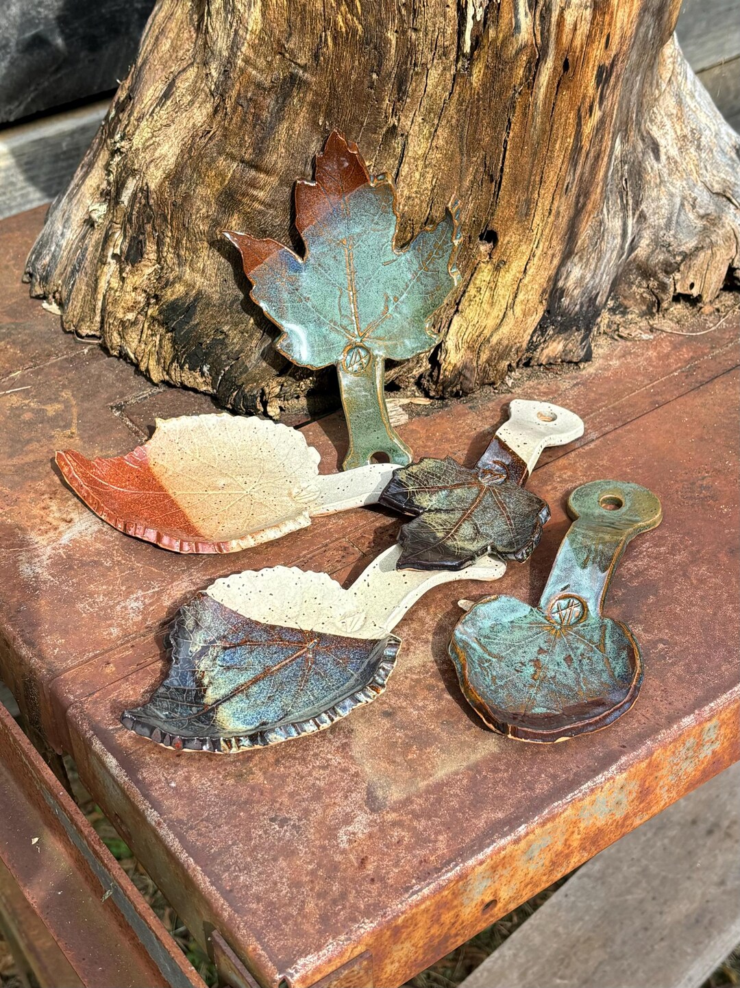 Handmade Ceramic Pressed Leaf Spoon Rest, Hand Pressed Spoon Rest ...