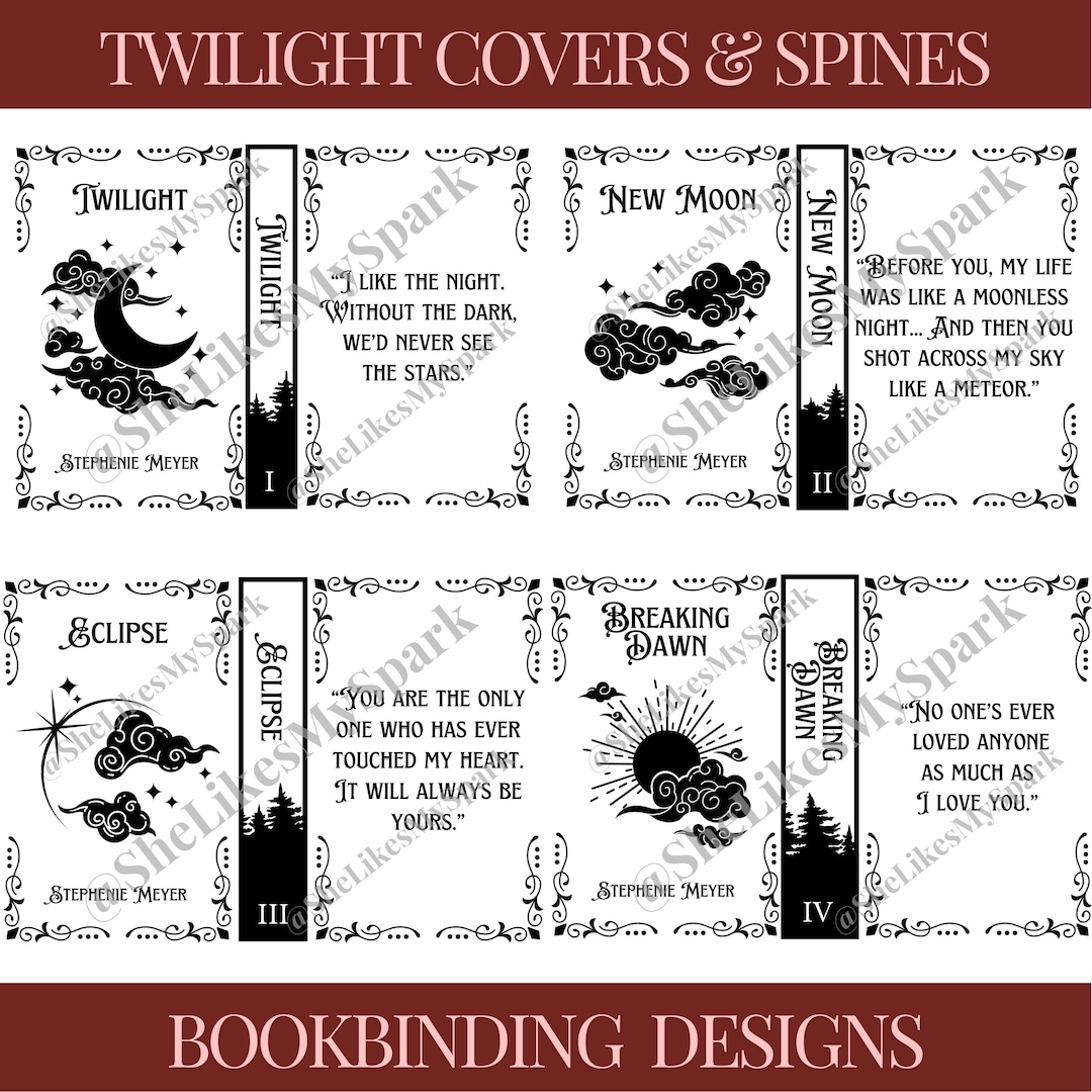 The Twilight Saga + Midnight Sun Bookbinding Cover Designs PNG Files ...