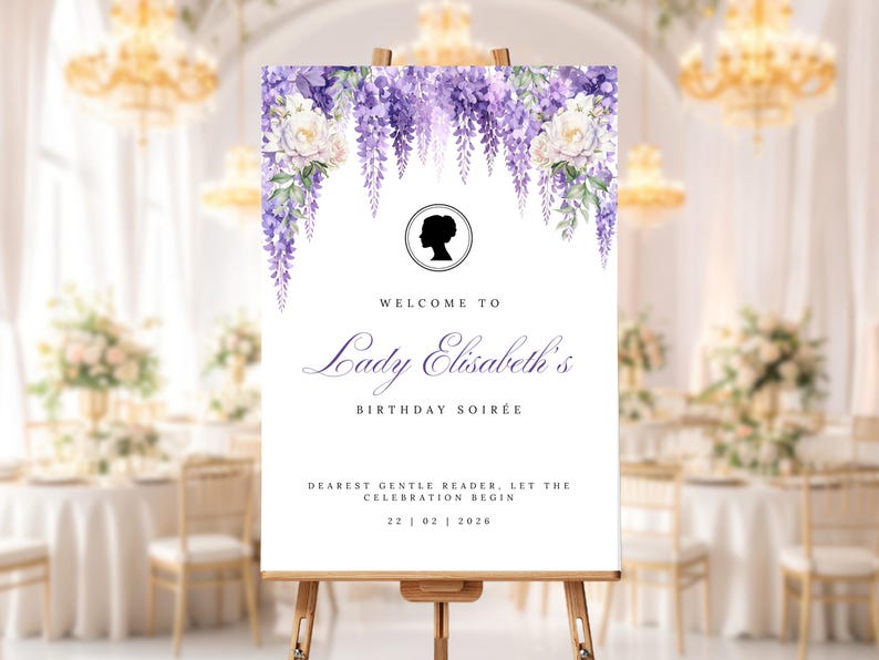 Bridgerton Birthday Welcome Sign Template | Editable Regency Birthday ...
