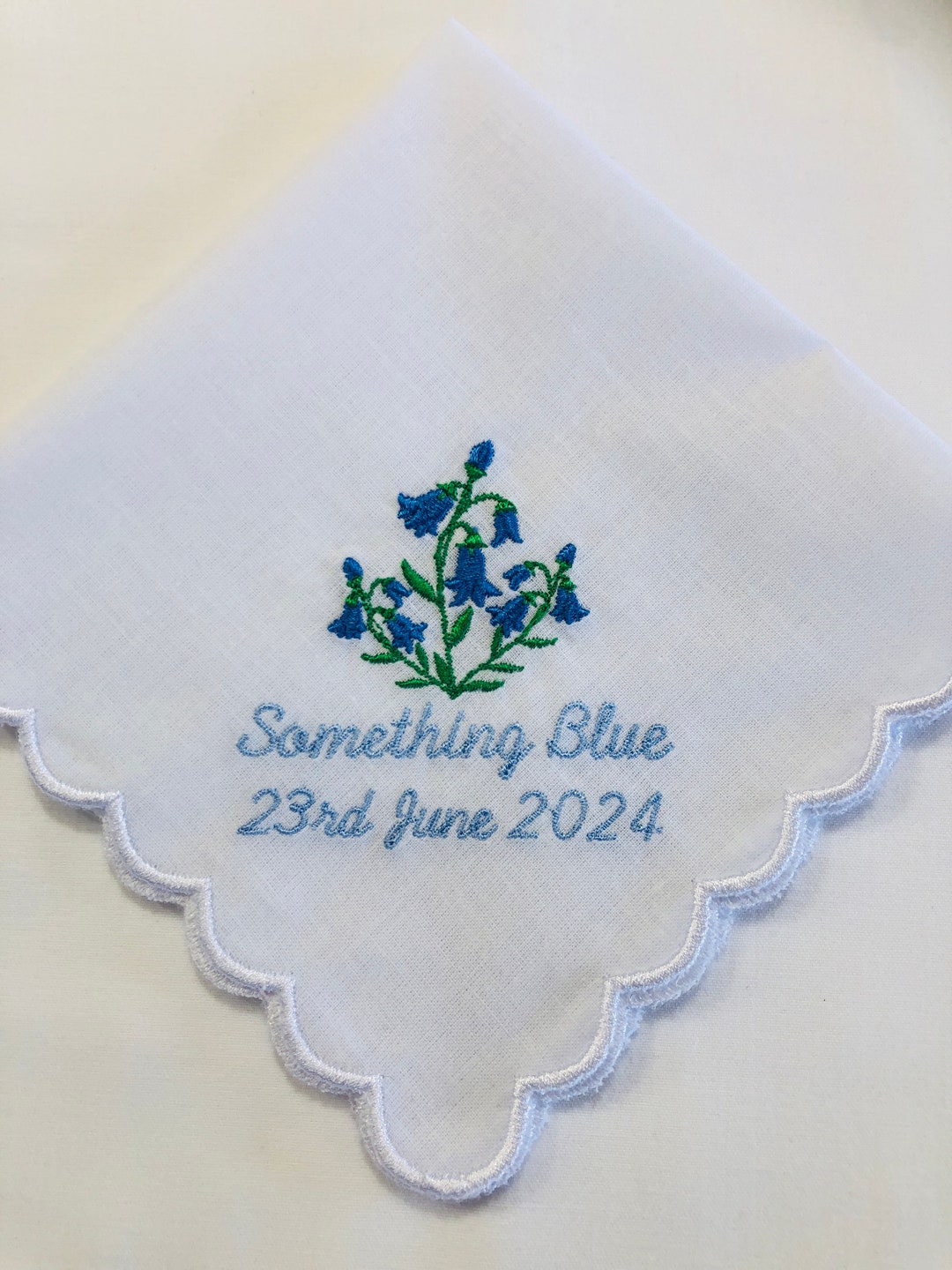 Personalised Wedding Handkerchief, Something Blue, Bluebells, Bride ...