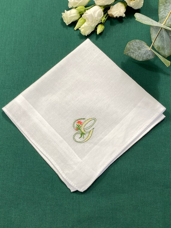 Personalised Monogram Script Embroidered Handkerchief Etsy UK