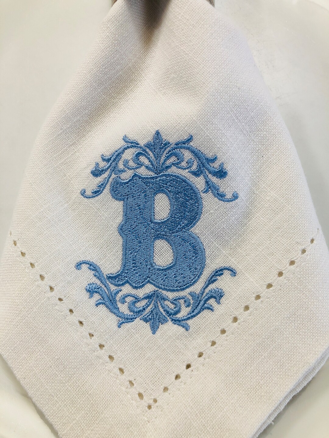 Ornate Embroidered Monogram Napkin Embroidered on Cotton or Linen - Etsy