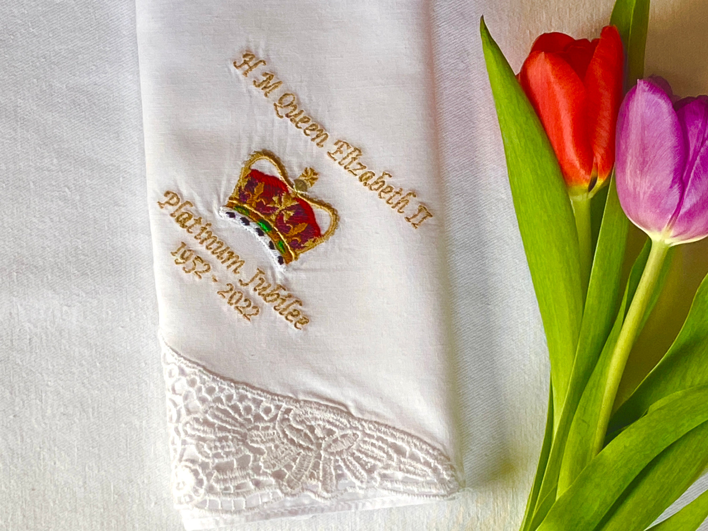Platinum Jubilee Celebration Lace Handkerchief in Soft Cotton - Etsy