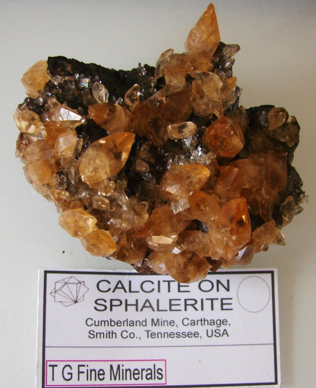 CALCITE SPHALERITE, golden Cumberland Mine, Carthage, Tennessee, USA ...