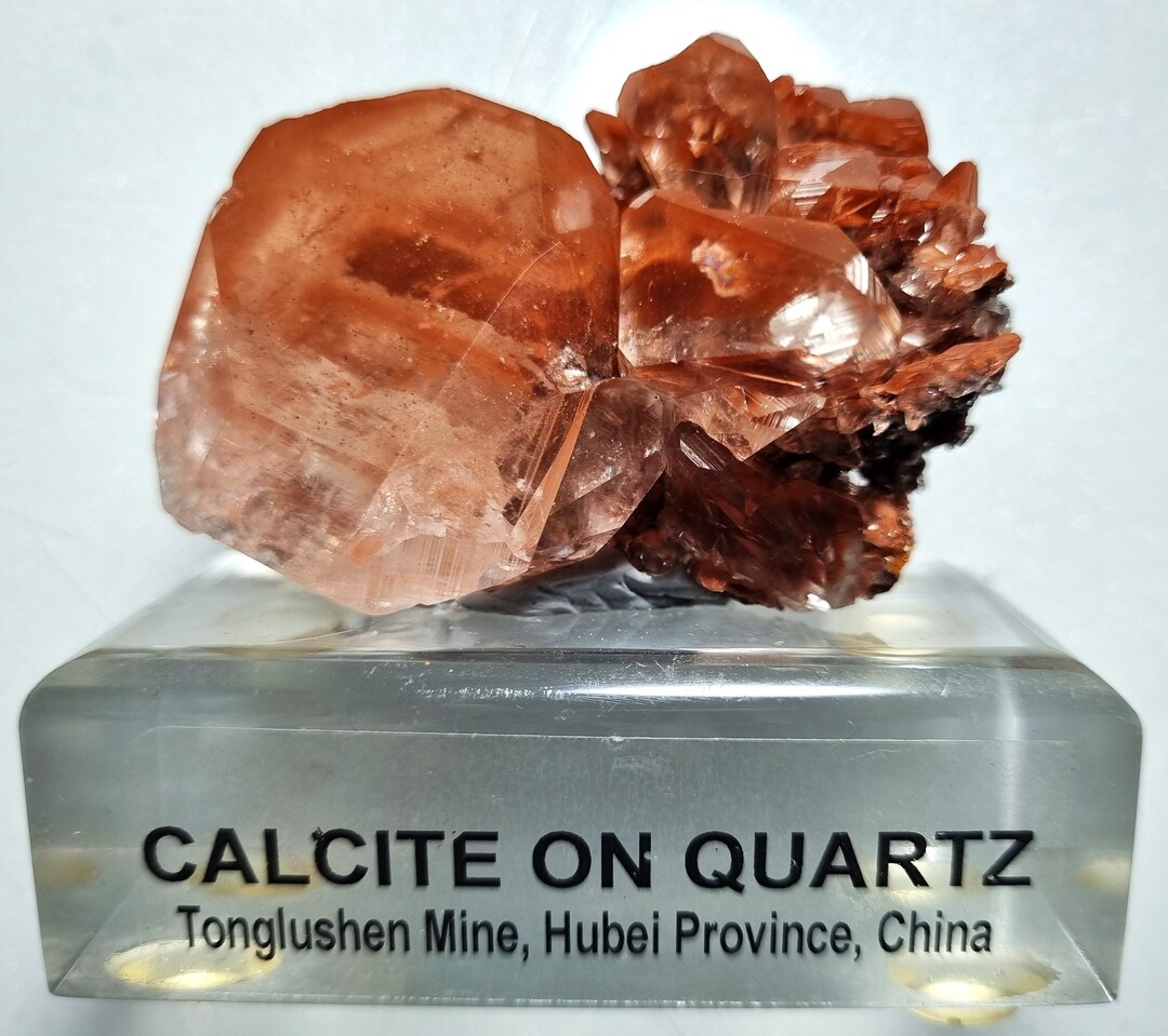 TABULAR ORANGE CALCITES D/T on Calcites on Custom Acrylic Base ...