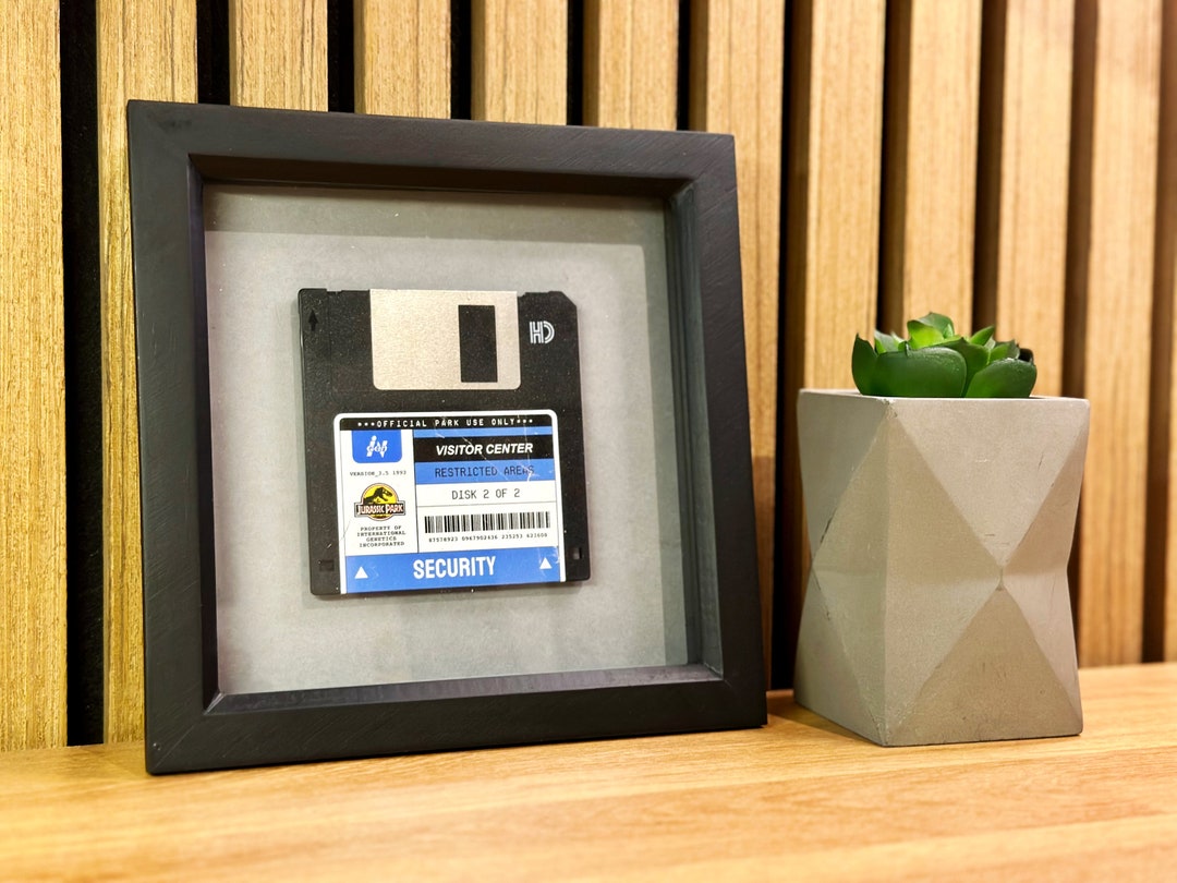 Jurassic Park 'security' Framed Floppy Disk Wall Art, Retro Prop ...