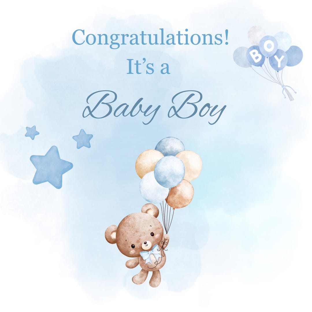 DIGITAL GREETING CARD, Digital Baby Card for Celebrating Baby Boy - Etsy
